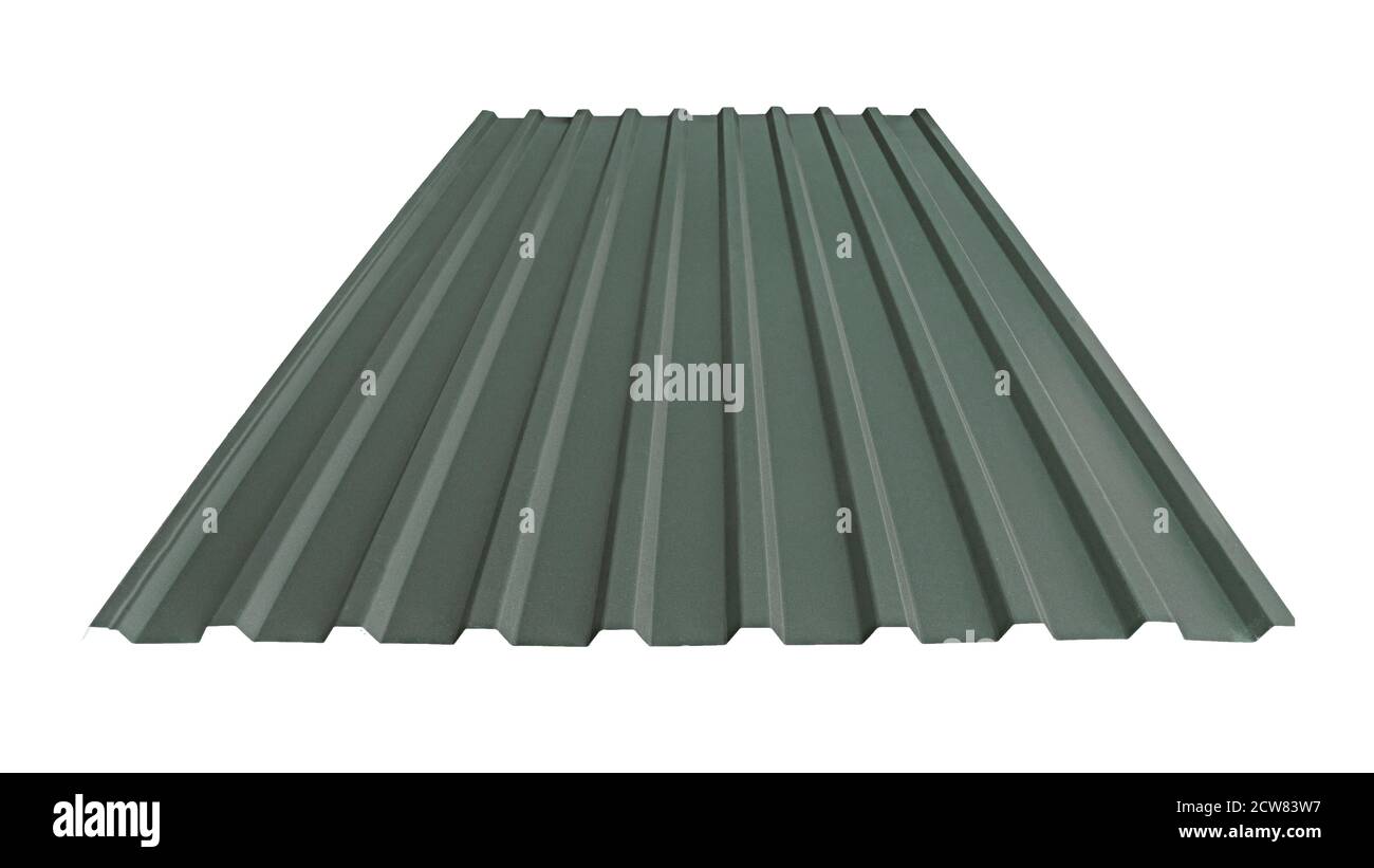 Roof wave ripple profile metal sheet colored wooden texture isolated on ...