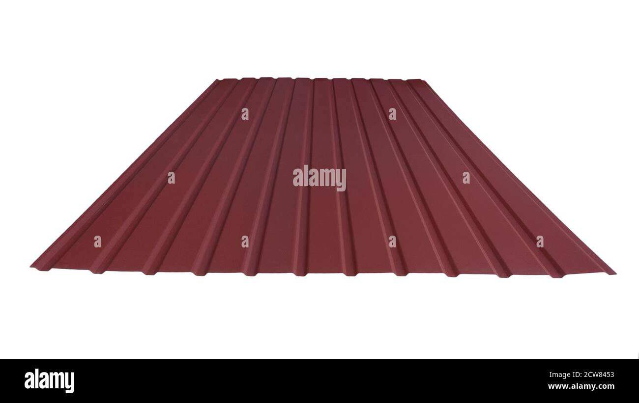 Roof wave ripple profile metal sheet colored wooden texture isolated on ...