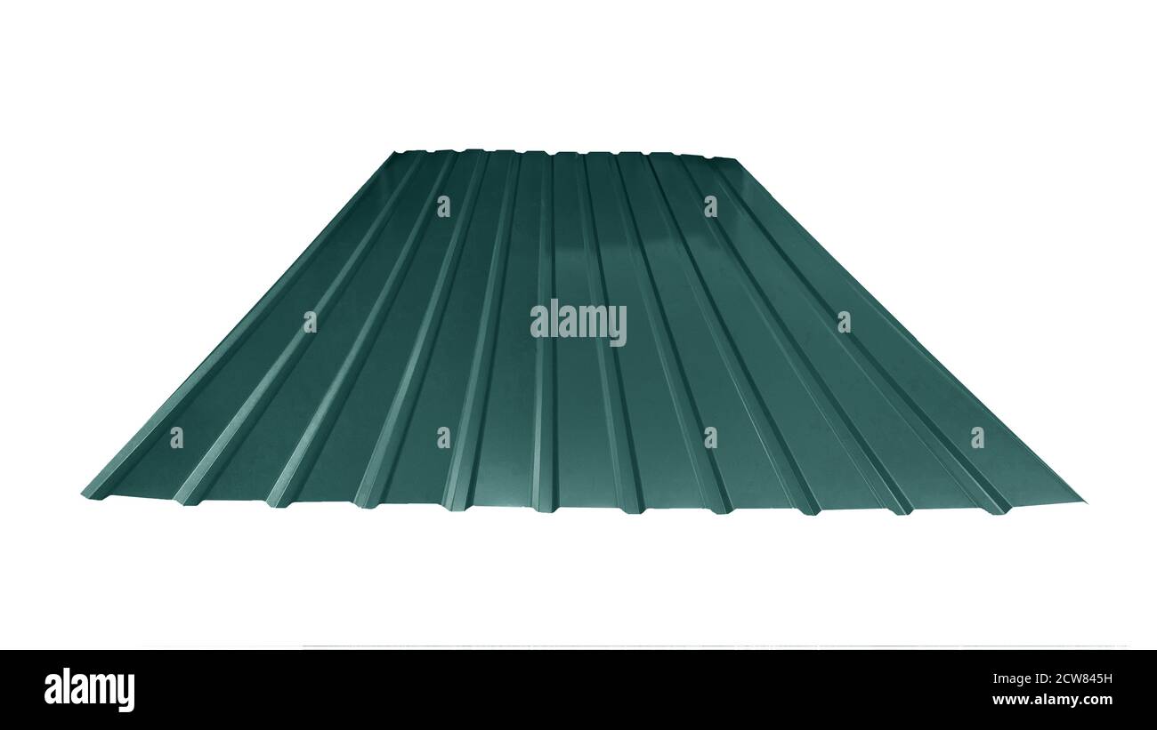 Roof wave ripple profile metal sheet colored wooden texture isolated on ...