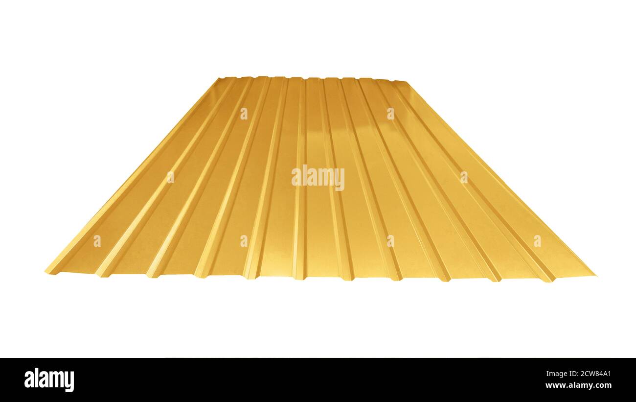 Roof wave ripple profile metal sheet colored wooden texture isolated on ...