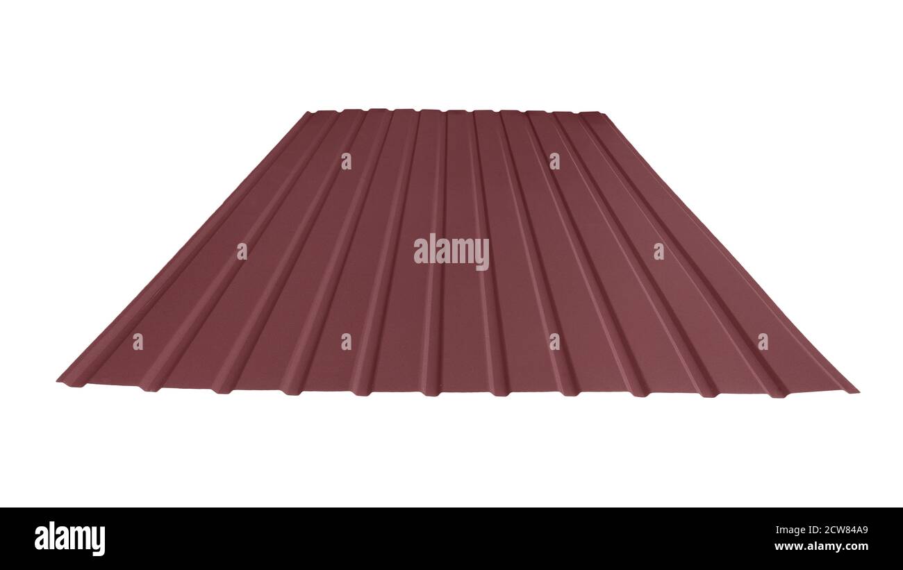 Roof wave ripple profile metal sheet colored wooden texture isolated on ...