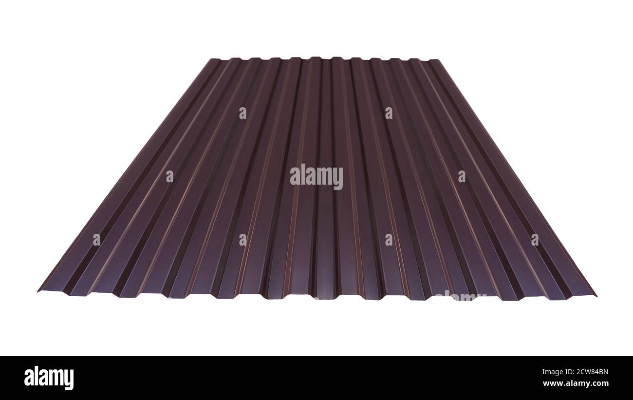 Roof wave ripple profile metal sheet colored wooden texture isolated on ...