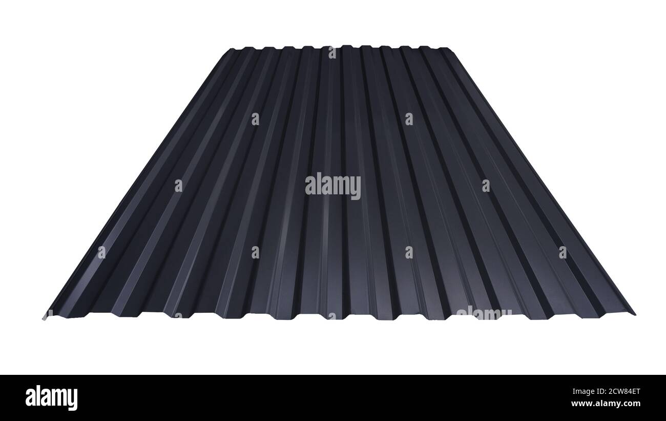 Roof wave ripple profile metal sheet colored wooden texture isolated on ...