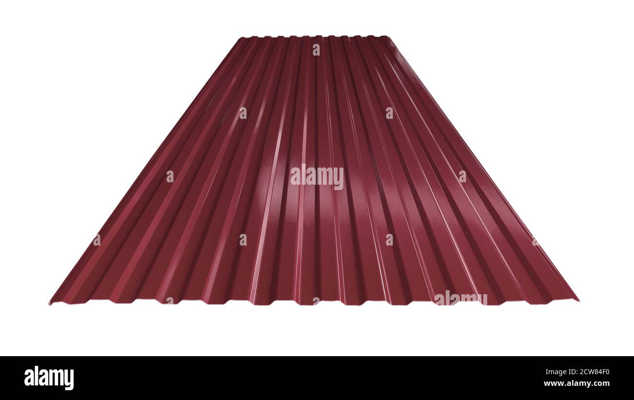 Roof wave ripple profile metal sheet colored wooden texture isolated on ...
