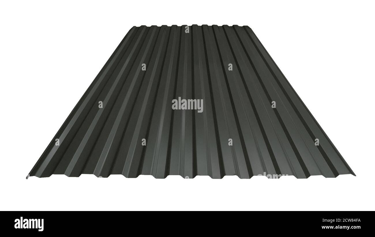 Roof wave ripple profile metal sheet colored wooden texture isolated on ...