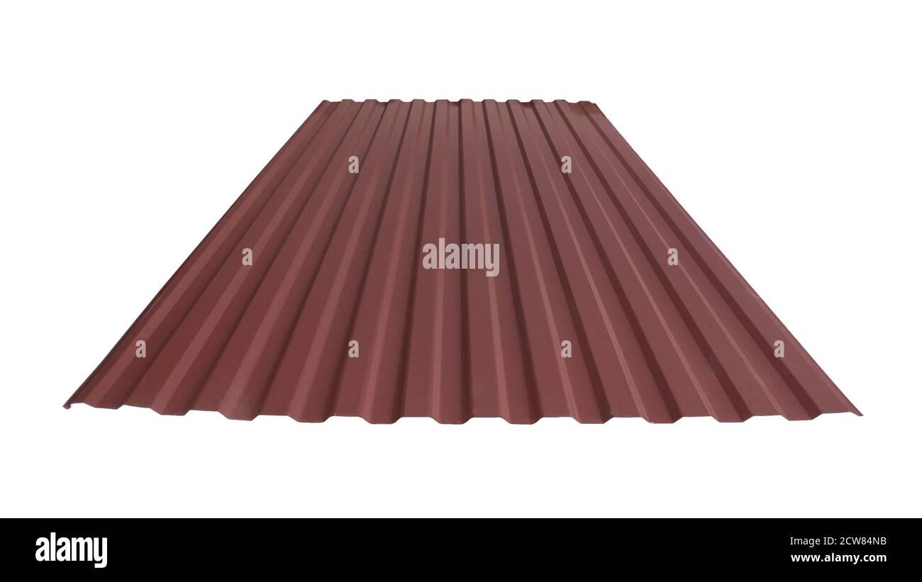Roof wave ripple profile metal sheet colored wooden texture isolated on ...
