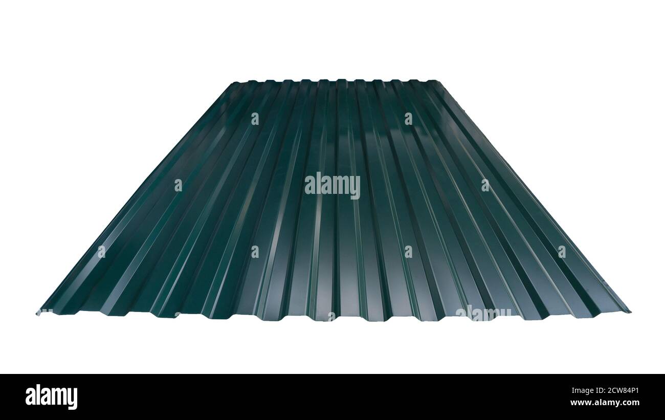 Roof wave ripple profile metal sheet colored wooden texture isolated on ...