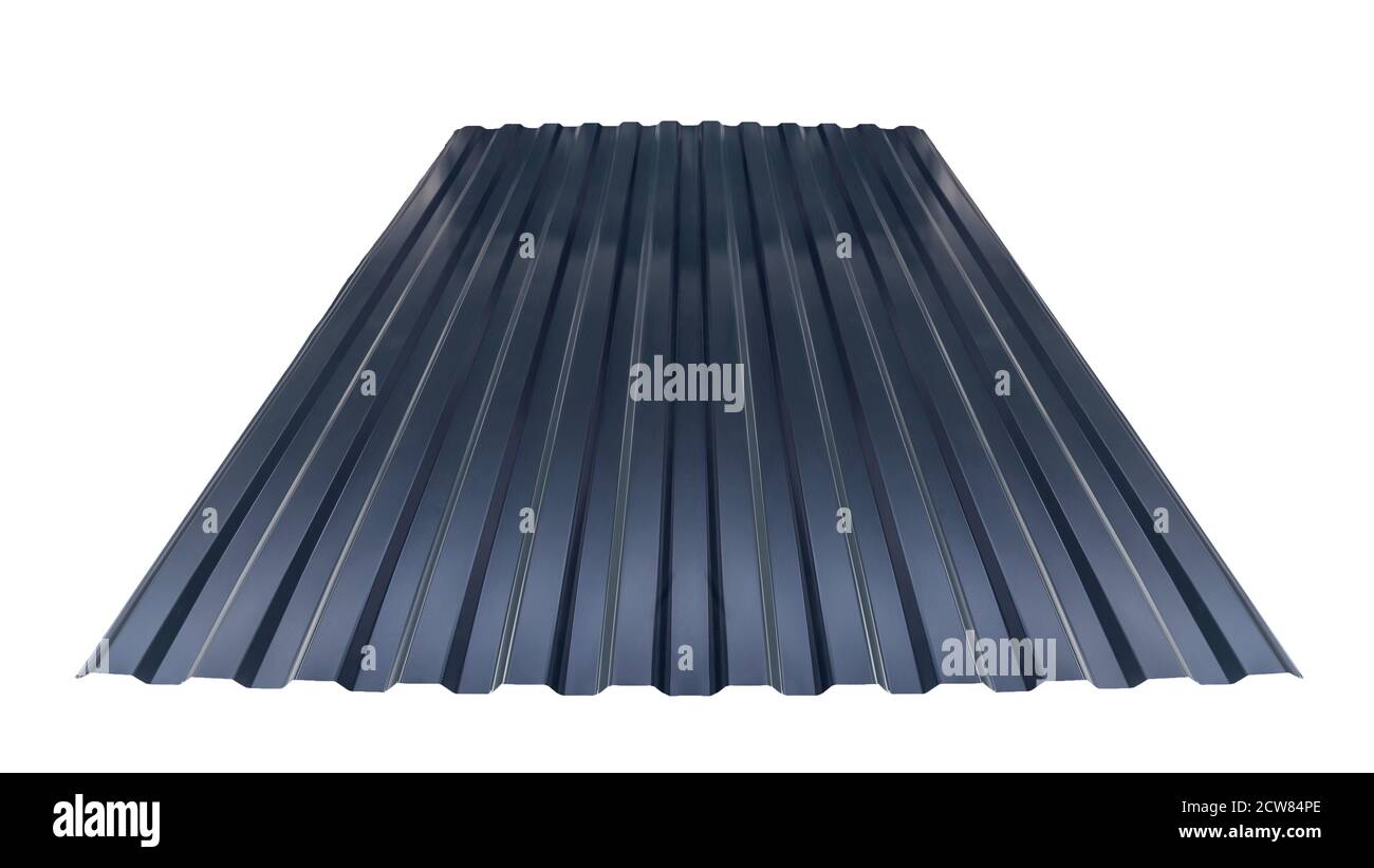Roof wave ripple profile metal sheet colored wooden texture isolated on ...