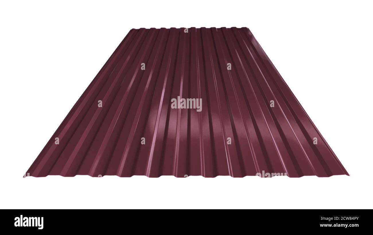 Roof wave ripple profile metal sheet colored wooden texture isolated on ...