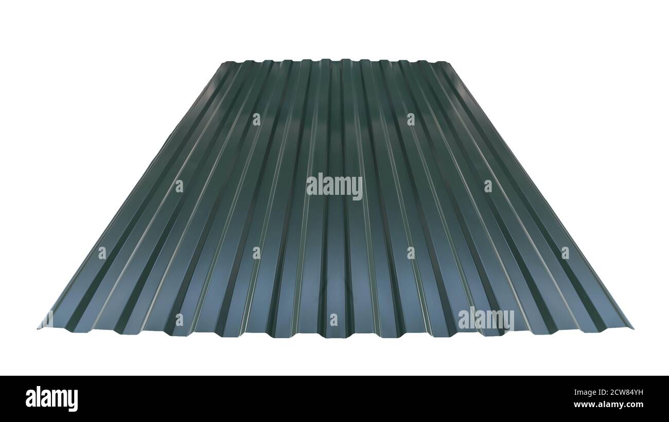 Roof wave ripple profile metal sheet colored wooden texture isolated on ...