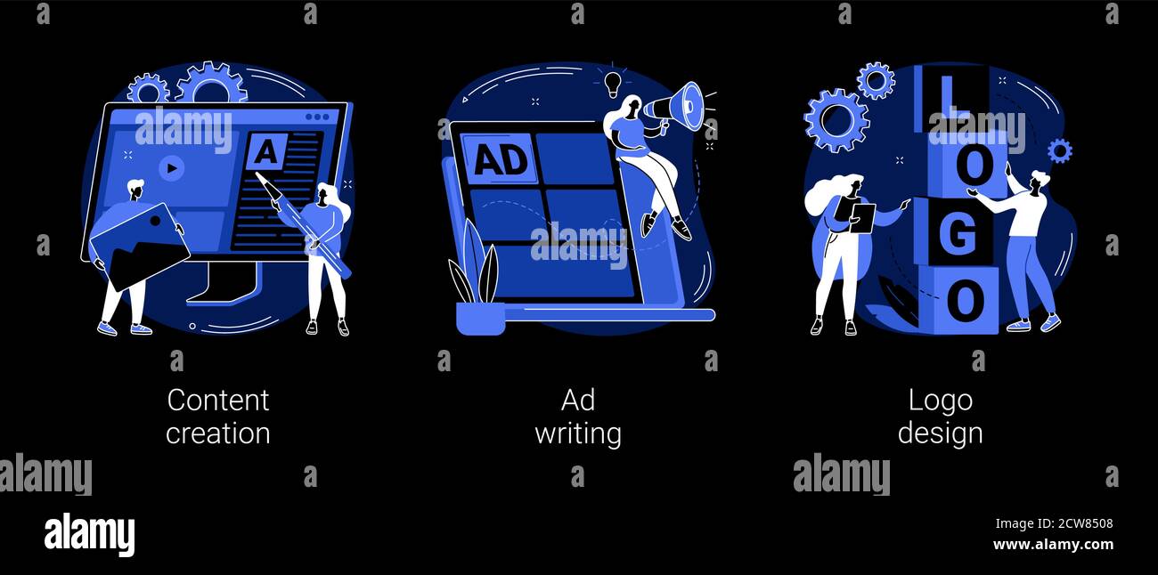 Digital marketing copywriting abstract concept vector illustrations ...