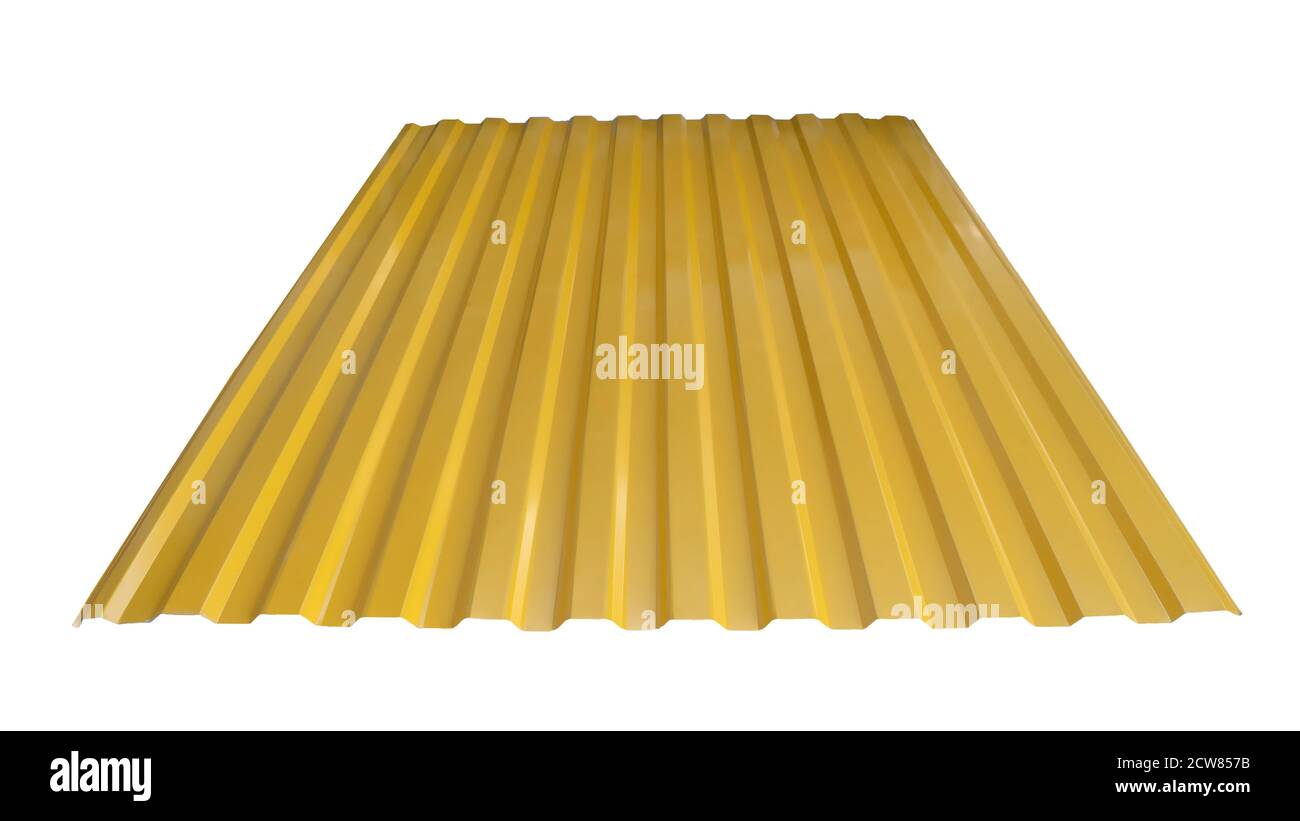 Roof wave ripple profile metal sheet colored wooden texture isolated on ...