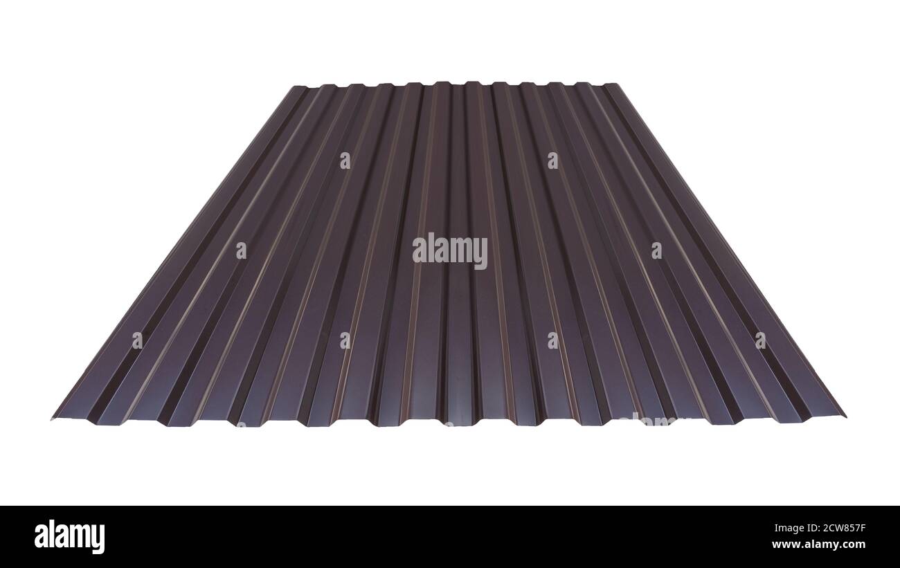 Roof wave ripple profile metal sheet colored wooden texture isolated on ...