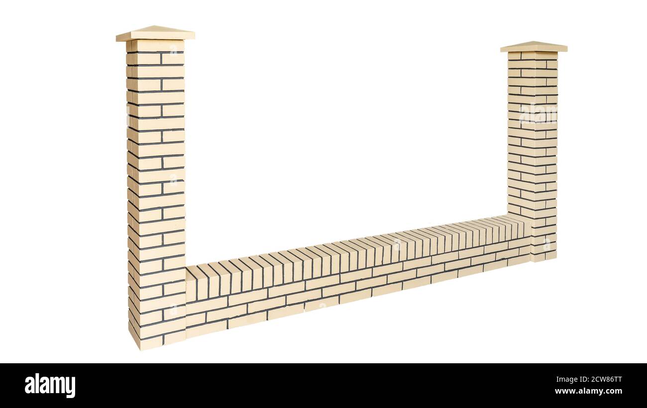 Brick column metal fence hi-res stock photography and images - Alamy