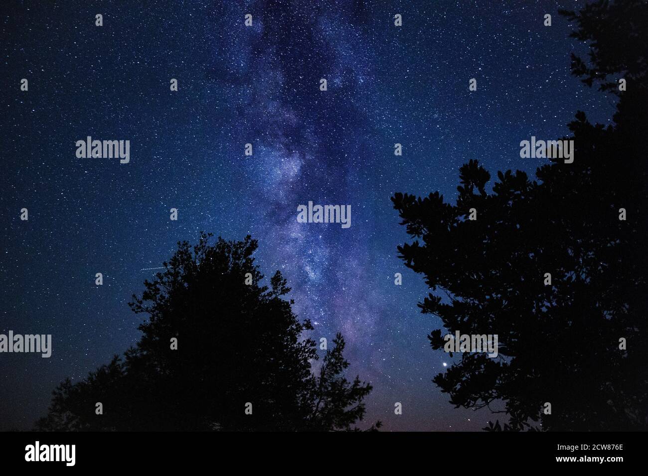 Longest lunar pre-eclipse milky way moon and mars Stock Photo - Alamy