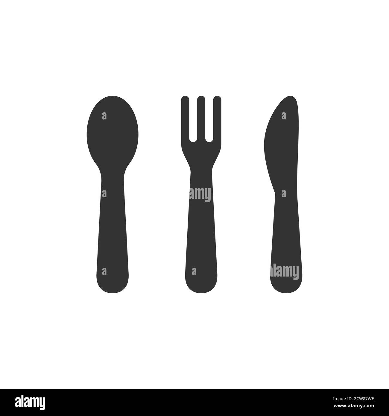 Table cutlery or utensils black vector icons. Knife, spoon and fork ...