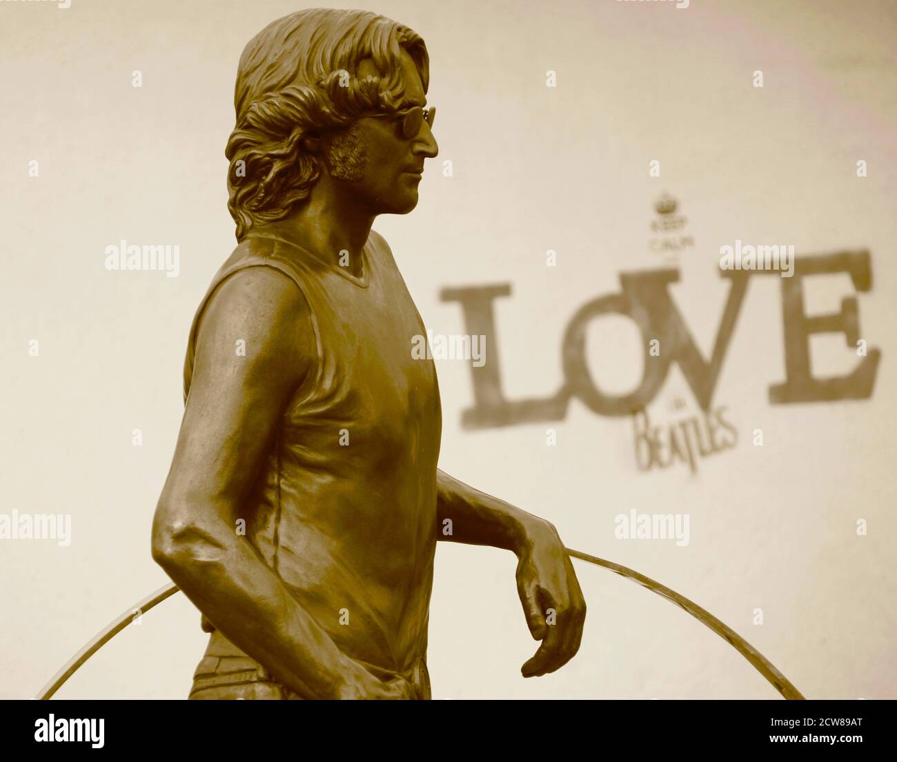 Beatles artwork and John Lennon Peace Statue Credit Ian fairbrother ...