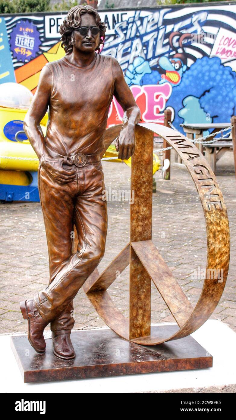 Beatles artwork and John Lennon Peace Statue Credit Ian fairbrother ...