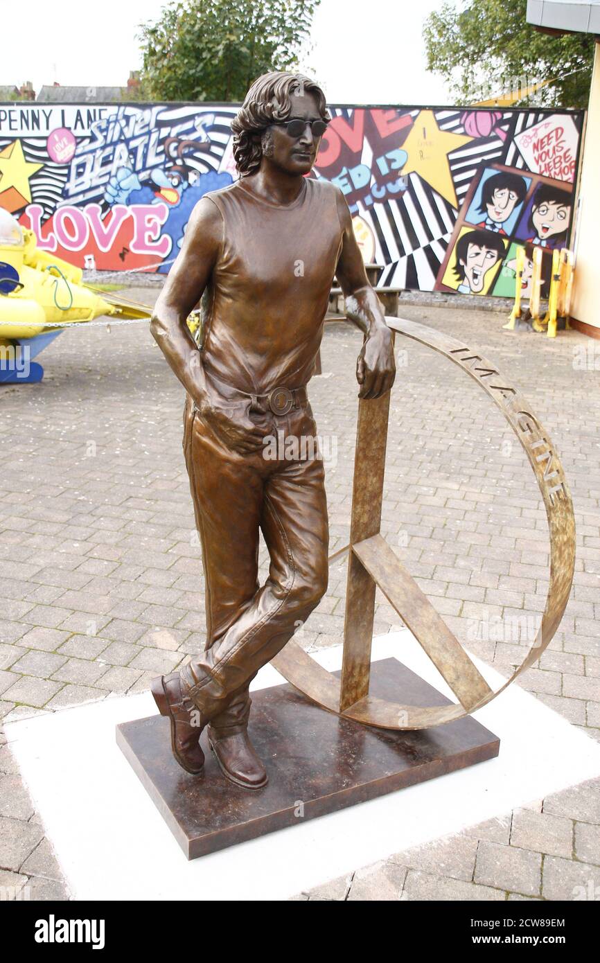 Beatles artwork and John Lennon Peace Statue Credit Ian fairbrother ...