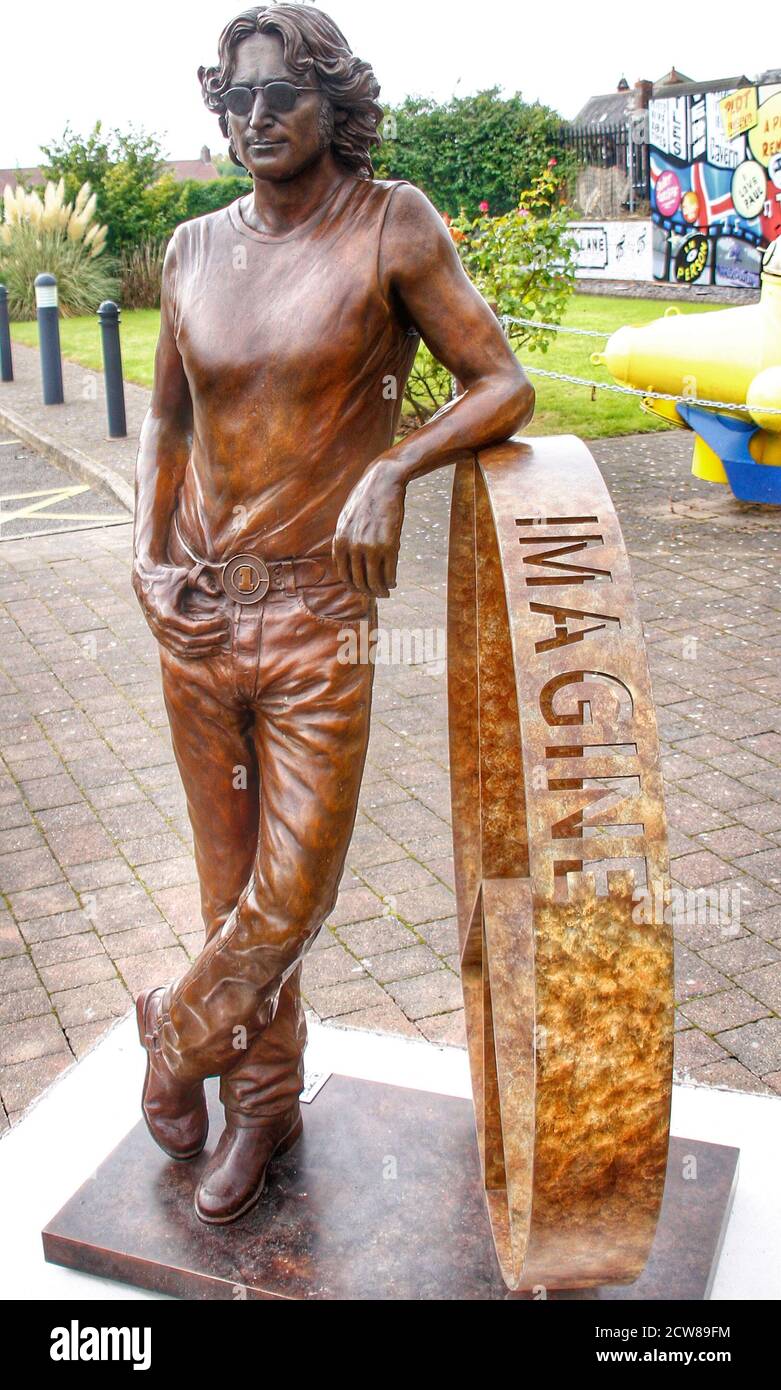 Beatles artwork and John Lennon Peace Statue Credit Ian fairbrother ...