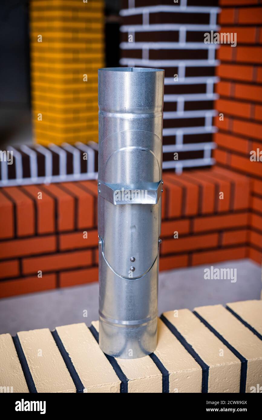 Elements of roof system drainage hook pipe plug holder Stock Photo - Alamy