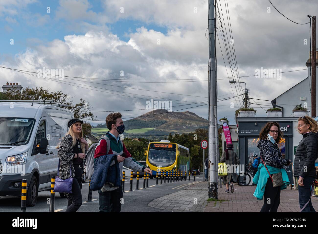 Everyday life. People waiting for the bus in Greystones. Ireland Stock ...