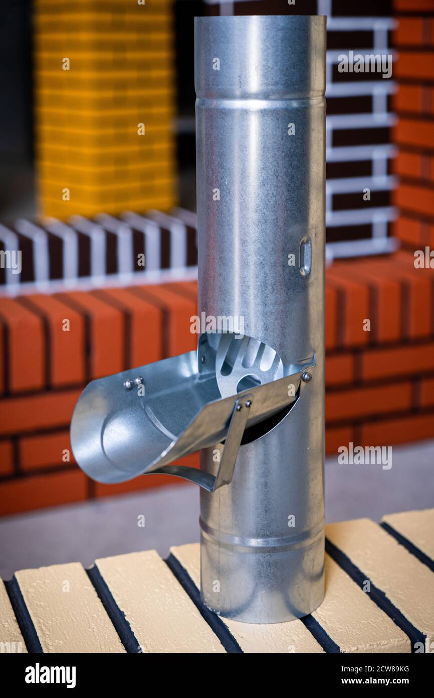 Elements of roof system drainage hook pipe plug holder Stock Photo - Alamy