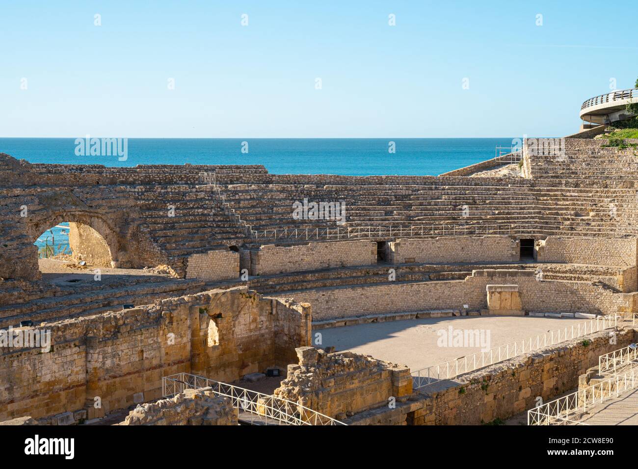 Roman amphitheatre in Tarragona, Costa Dorada, Catalonia, Spain Stock ...