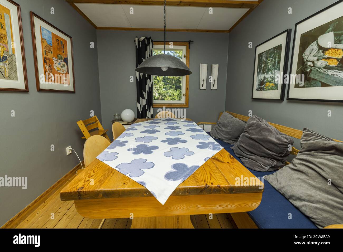 Beautiful view interior view of big room of private house of big wooden ...