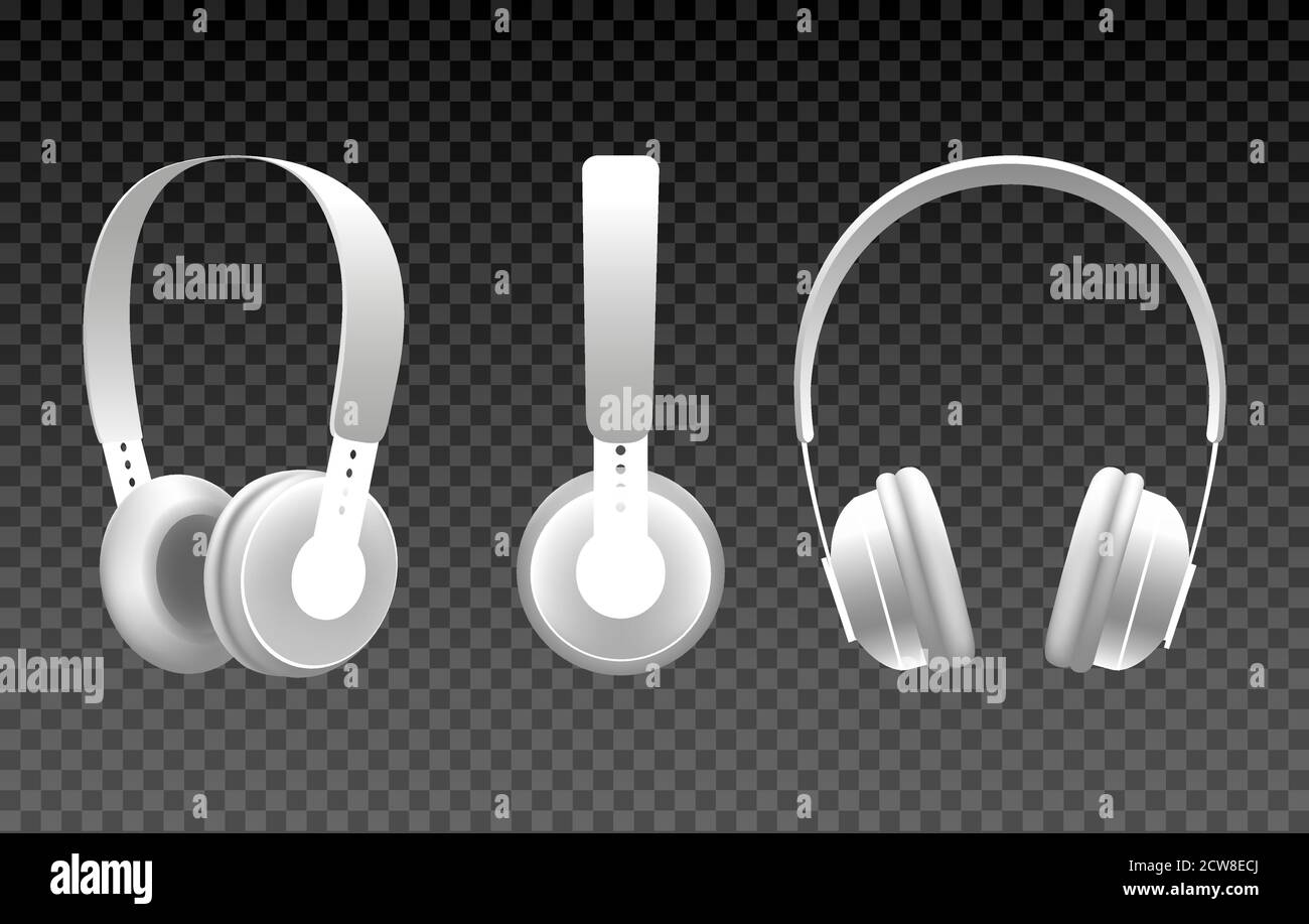 Realistic white headphones Stock Vector Image & Art - Alamy
