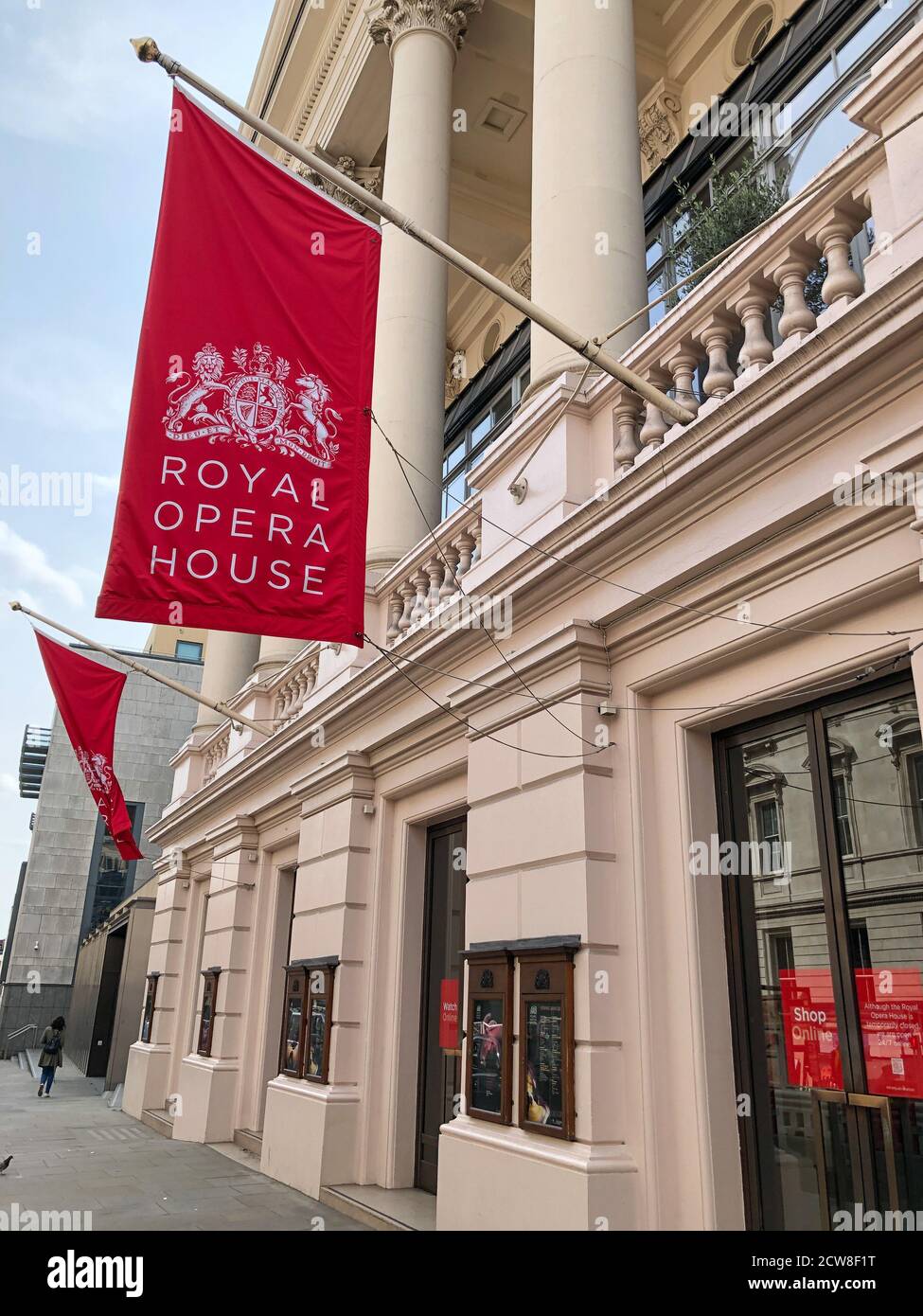 Signs at the entrance to The Royal Opera House in London’s Covent ...