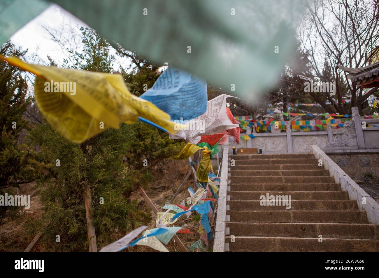 Prayer flags blow in Shangri-La, China Stock Photo - Alamy