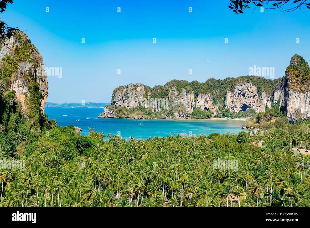 Tropical beach peninsula Railay. View from a lookout point at the ...