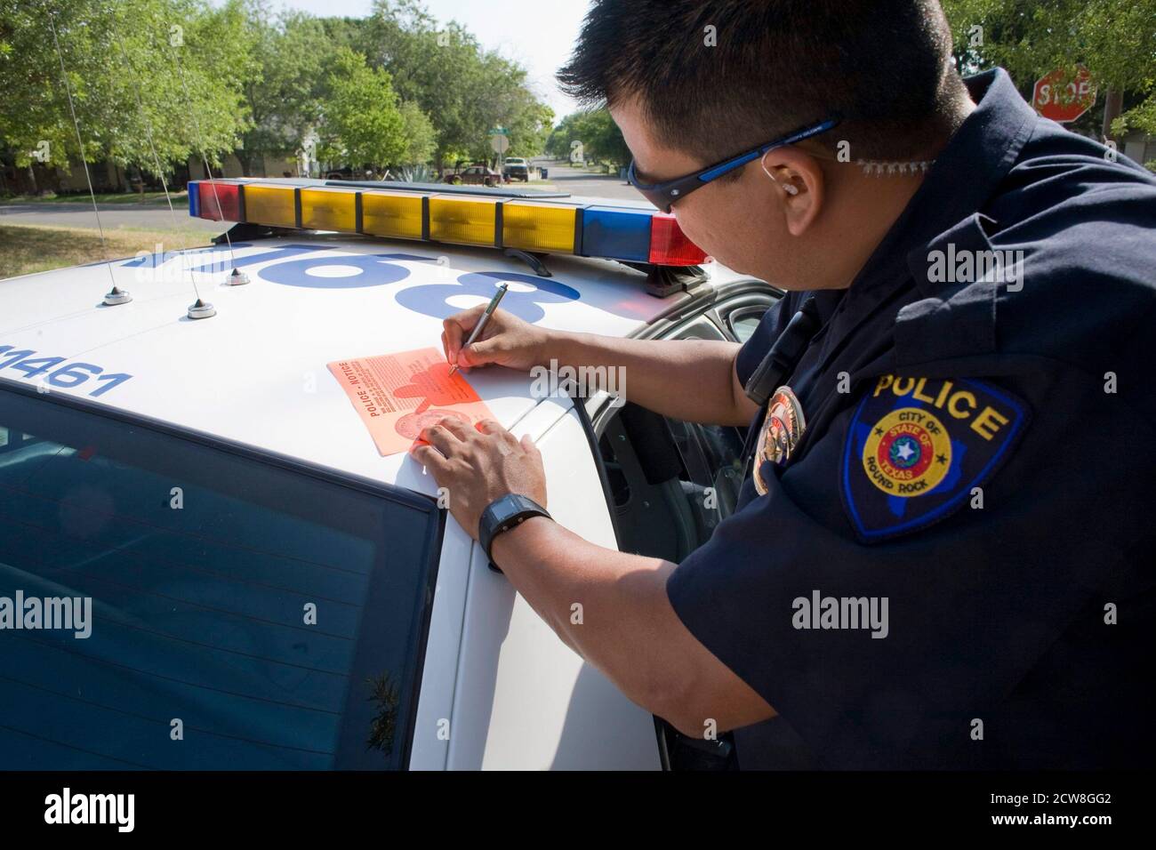 Round Rock, Texas: July 20, 2008: Routine police work during the ...