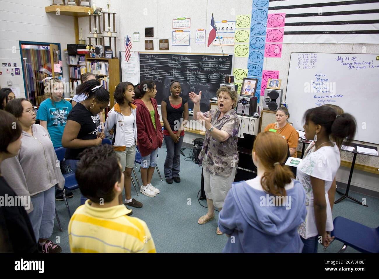 Pflugerville Texas May 30 2008 Choir Teacher And Students Rehearse pflugerville-texas-may-30-2008-choir-teacher-and-students-rehearse