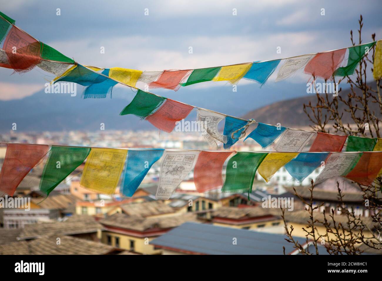 Prayer flags blow in Shangri-La, China Stock Photo - Alamy