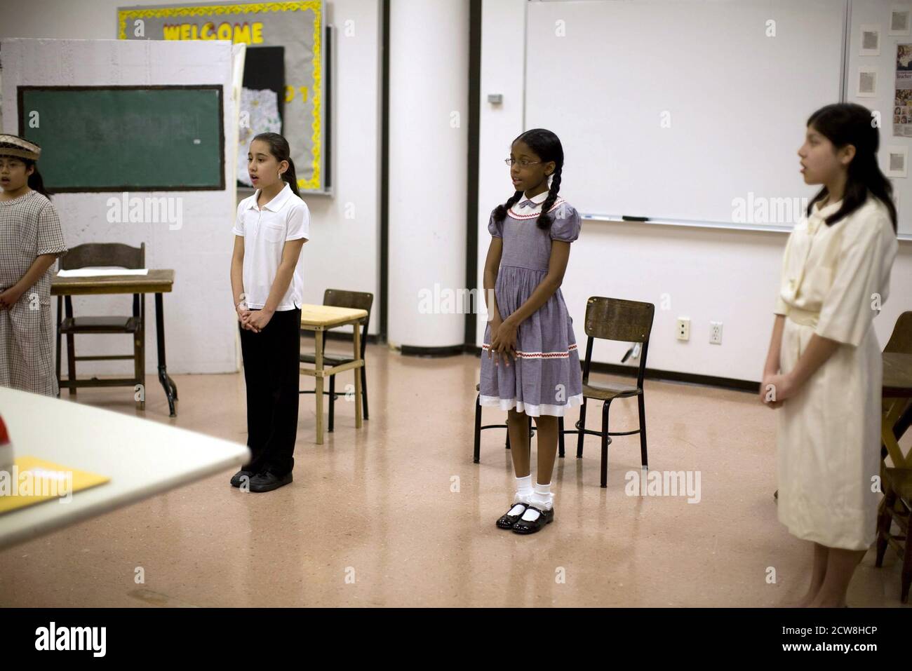 Austin, TX May 3, 2008: Seventh grade students perform a skit on ...