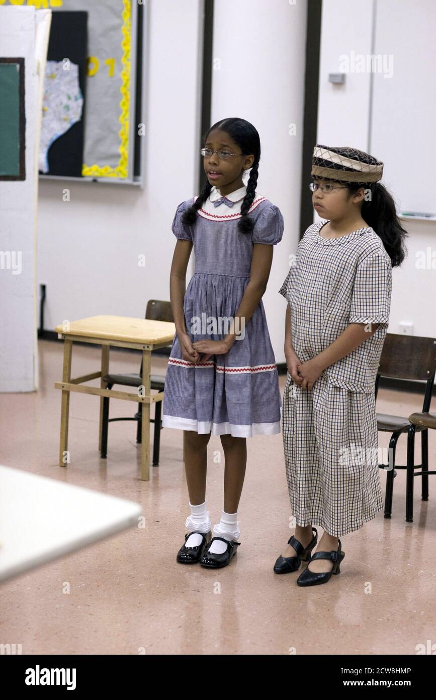 Austin, TX May 3, 2008: Junior high students perform a skit on ...