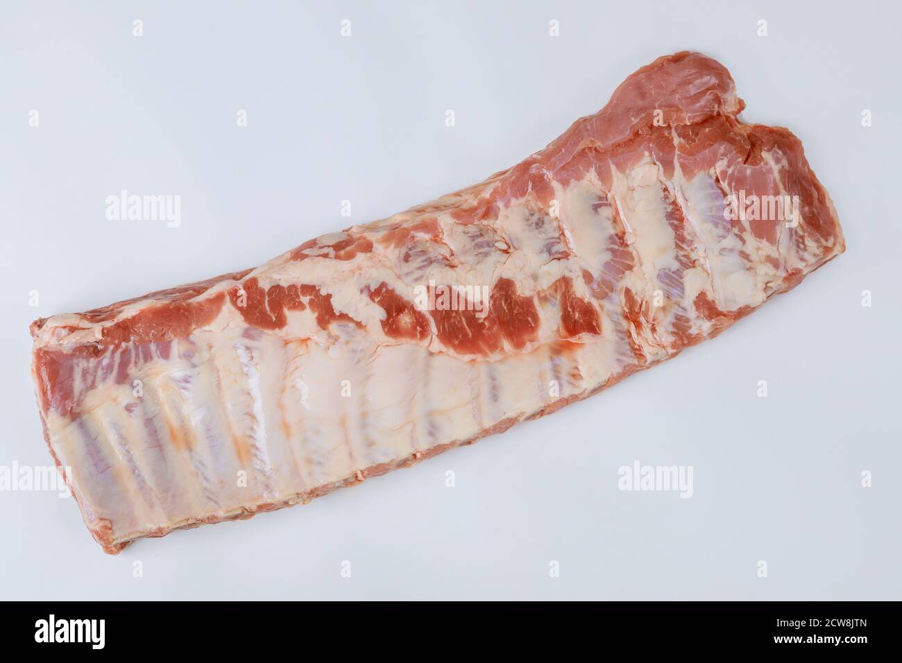 Raw fresh meat ribs row with on isolated white background Stock Photo ...