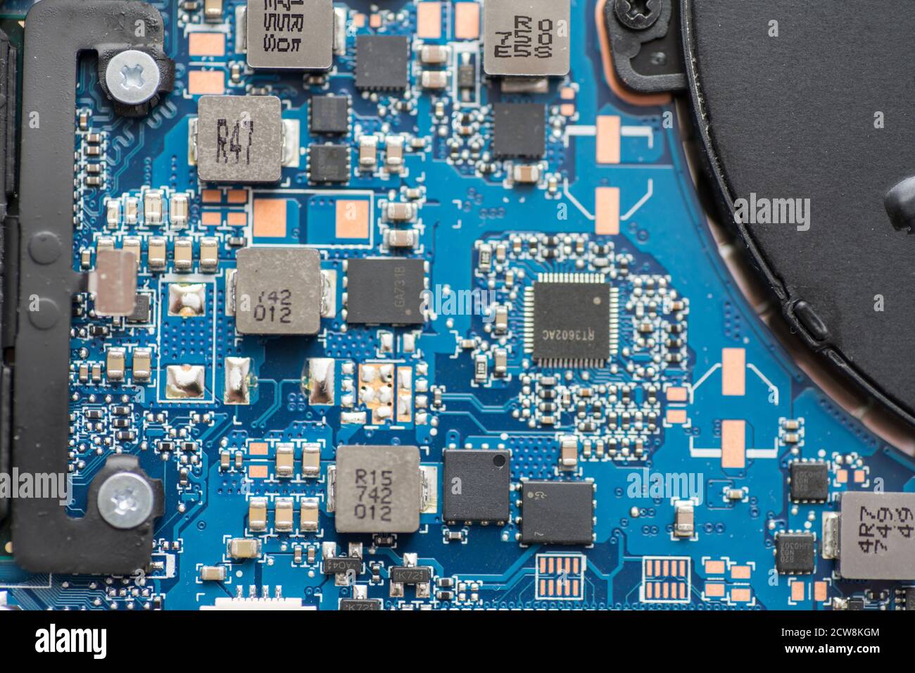 Professional repair of computers, laptops, boards. macro, close-up ...