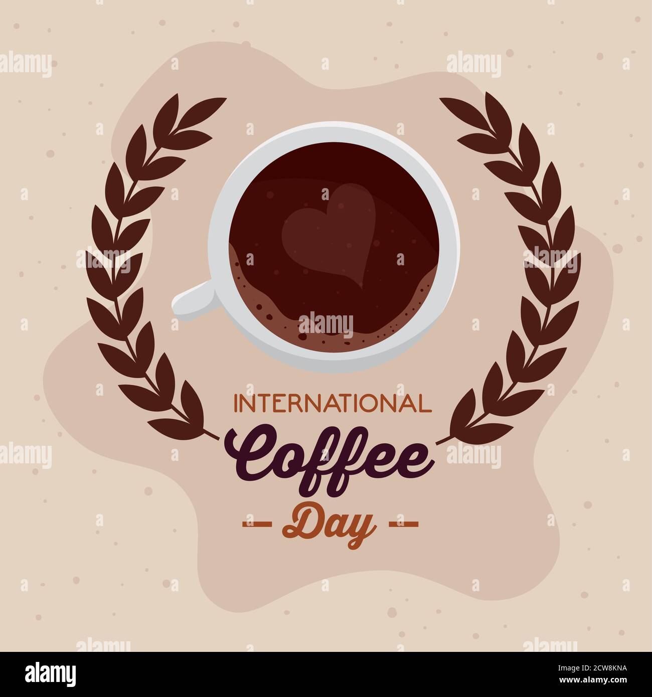 international coffee day poster, 1 october, with view aerial of cup ...
