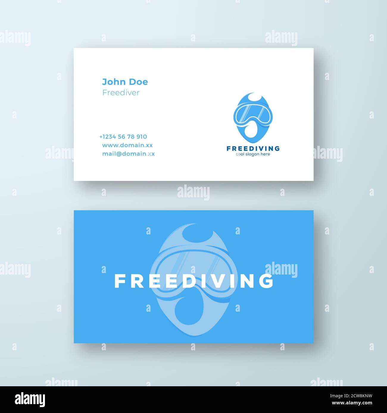Freediving Abstract Vector Scuba Diving Sign or Logo and Business Card ...