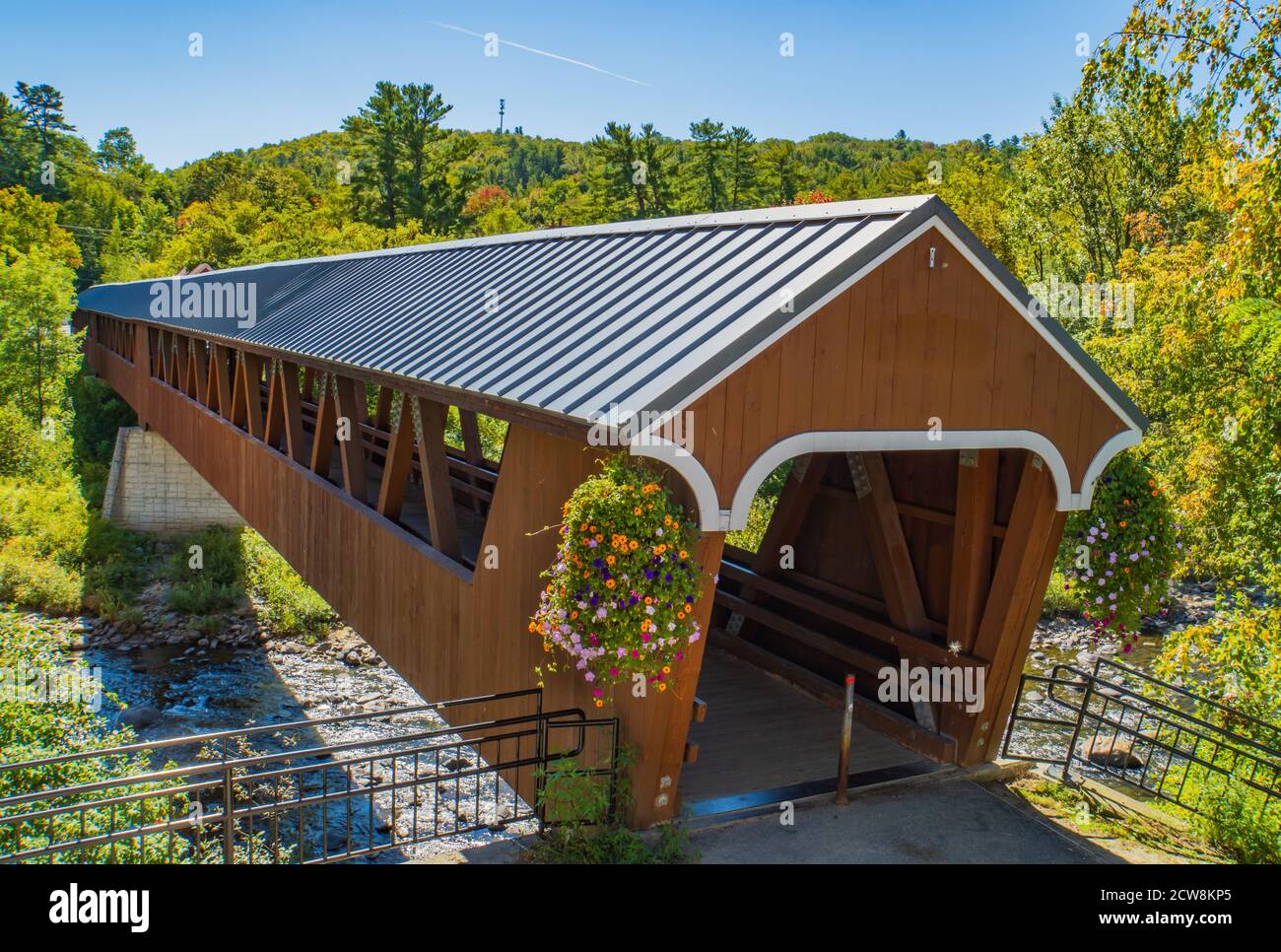 Covered pedestrian bridge in New England in Fall Stock Photo - Alamy