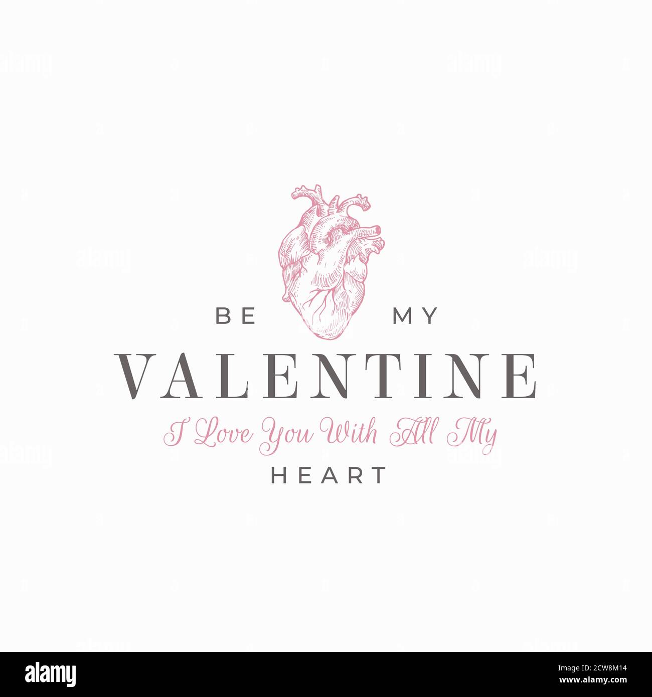 Valentines Day Abstract Vector Greeting Sign, Symbol or Logo Template ...
