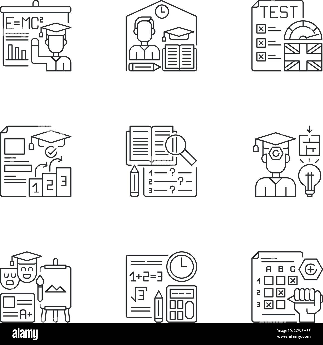 Examination types pixel perfect linear icons set Stock Vector Image ...