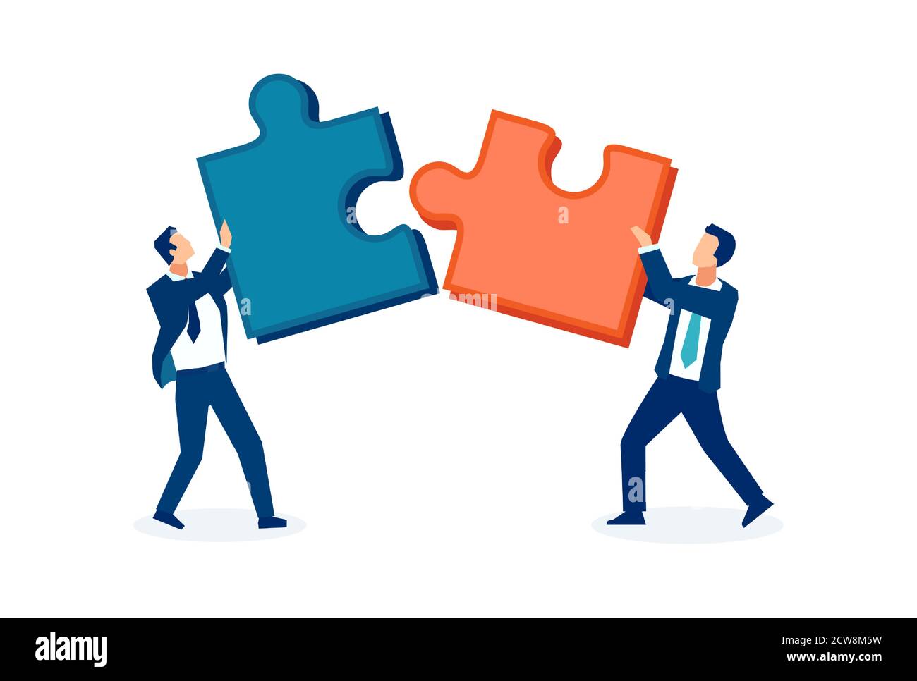 Vector of two business men connecting together two puzzle pieces Stock ...