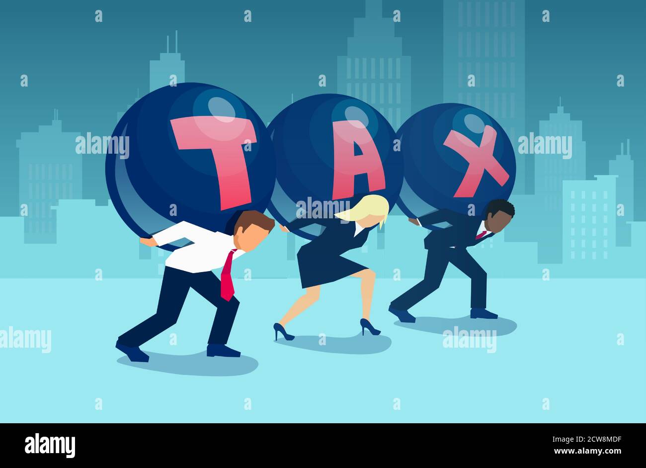 Vector of business people employees overwhelmed by tax burden Stock ...