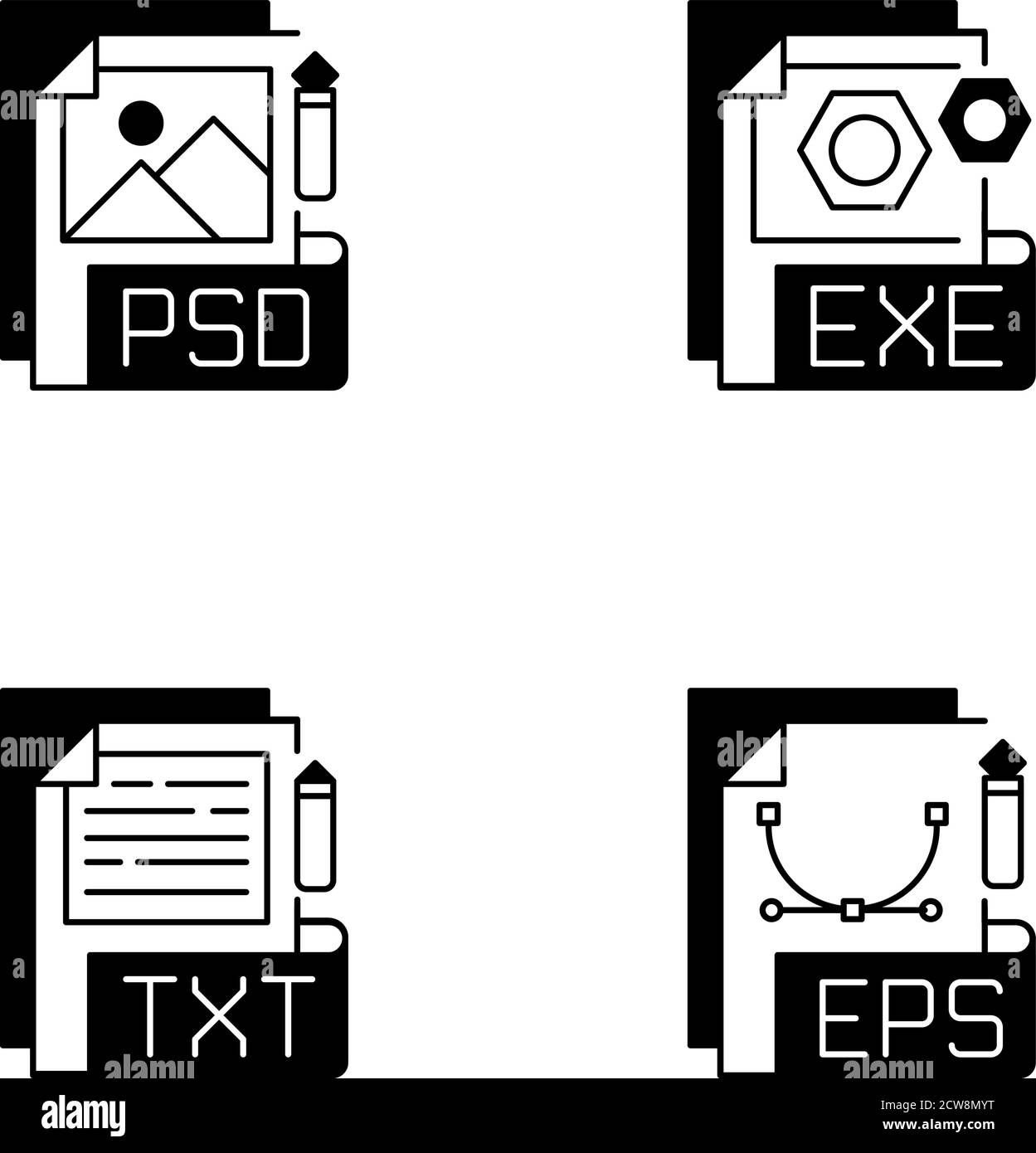 File types black linear icons set Stock Vector Image & Art - Alamy