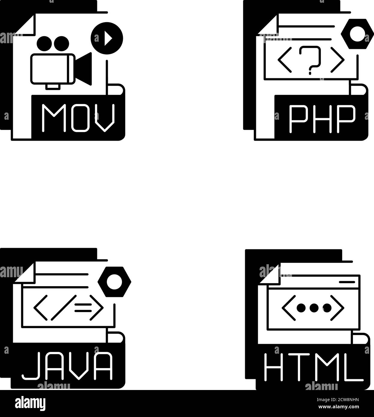 File types black linear icons set Stock Vector Image & Art - Alamy