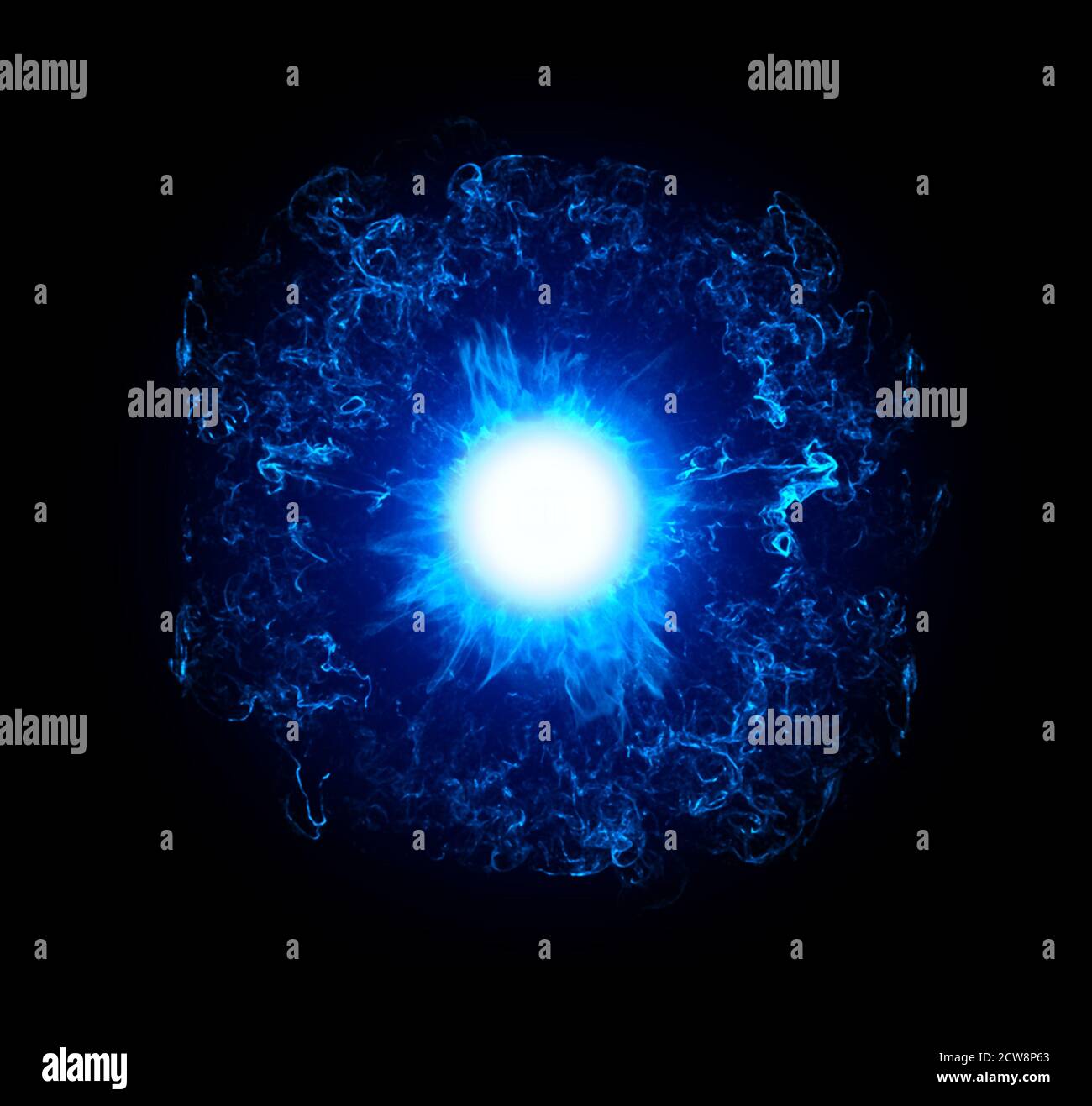 Blue Glowing Energy Ball On Black Background Stock Photo - Alamy